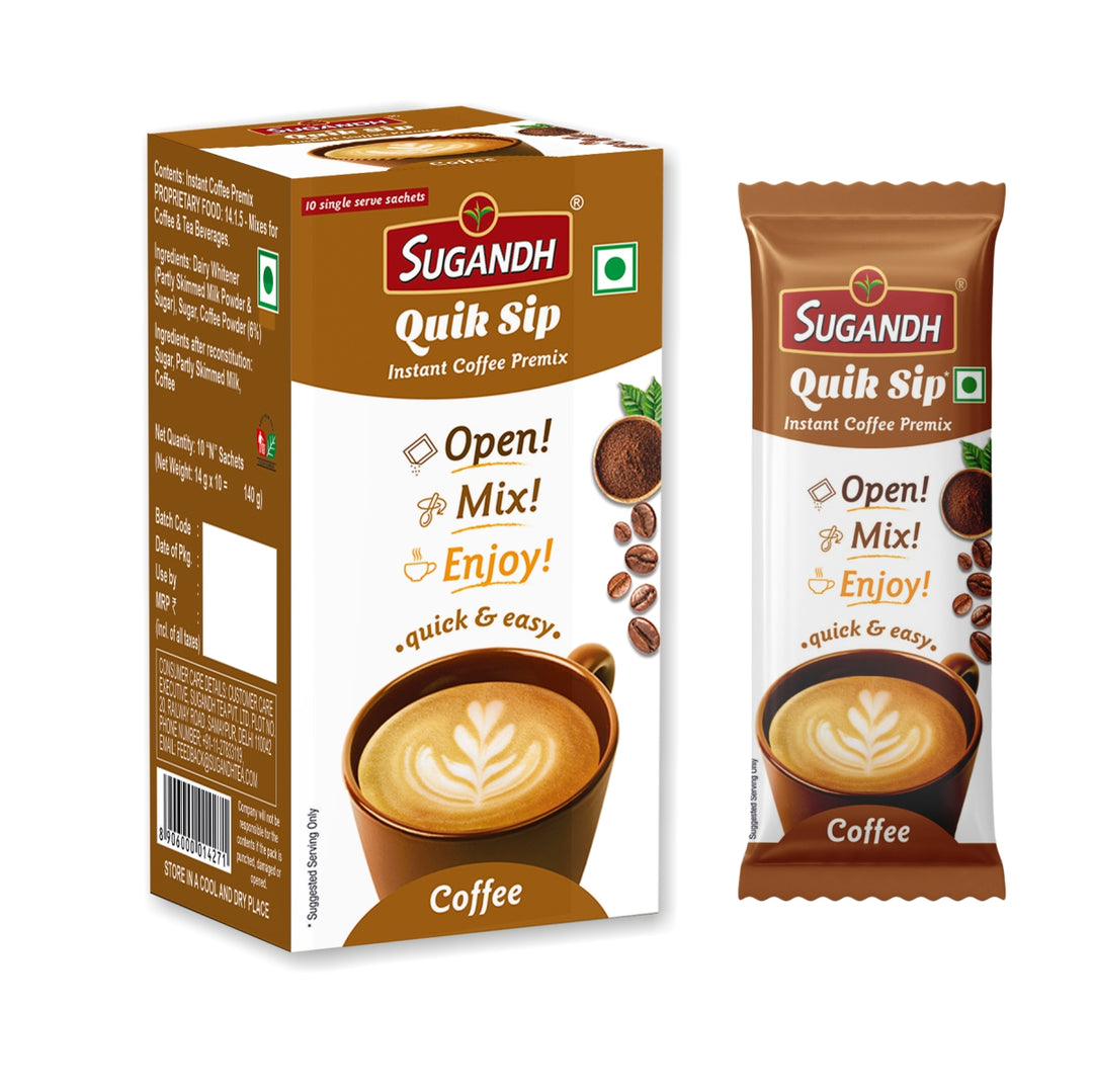 Sugandh Quik Sip Instant Coffee Premix (Pack of 2) - Single Serve Sach ...
