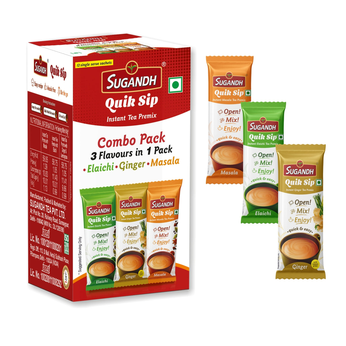 Sugandh Quik Sip Instant Tea Premix Combo Box (Pack of 2) - Masala Tea ...